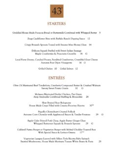 Menu - Lunch and Dinner in South Portland, Maine