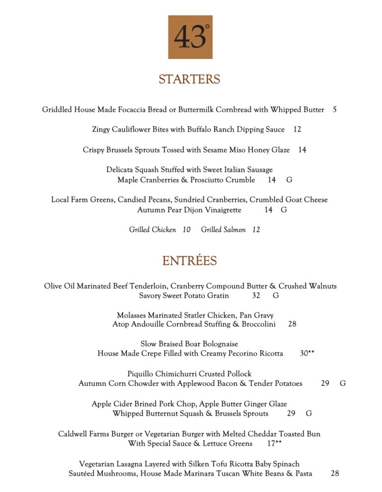 Menu - Lunch and Dinner in South Portland, Maine