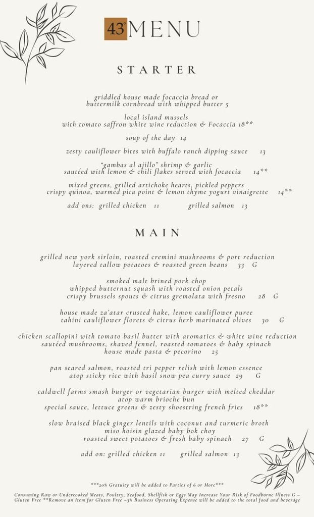 Menu - North43Bistro
