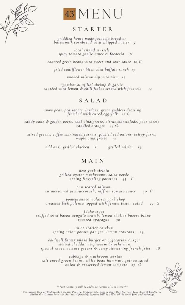 Menu - North43Bistro