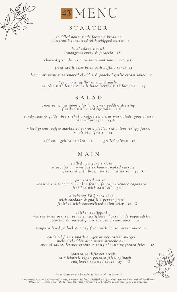 Menu - North43Bistro