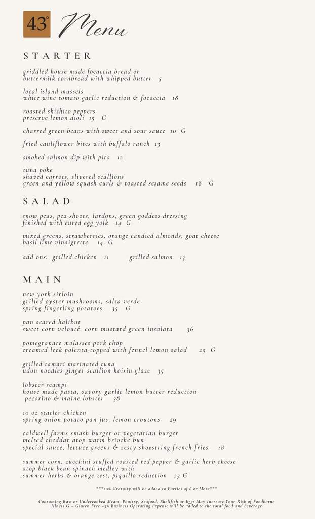 Menu - North43Bistro
