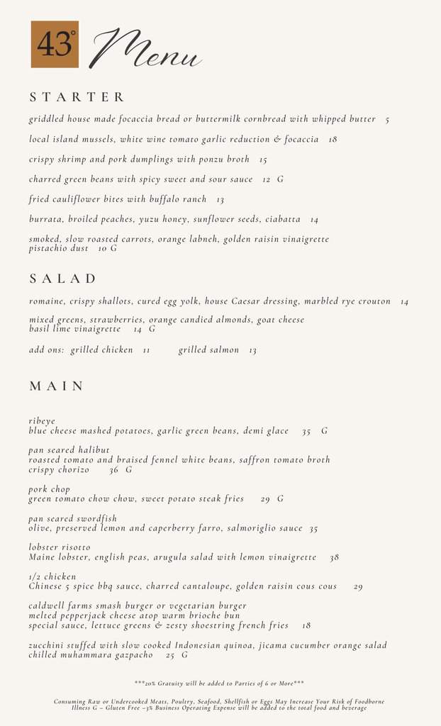 Menu - North43Bistro