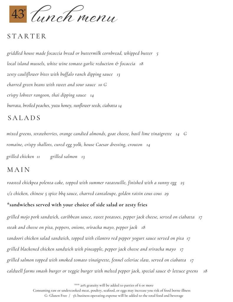 Menu - North43Bistro