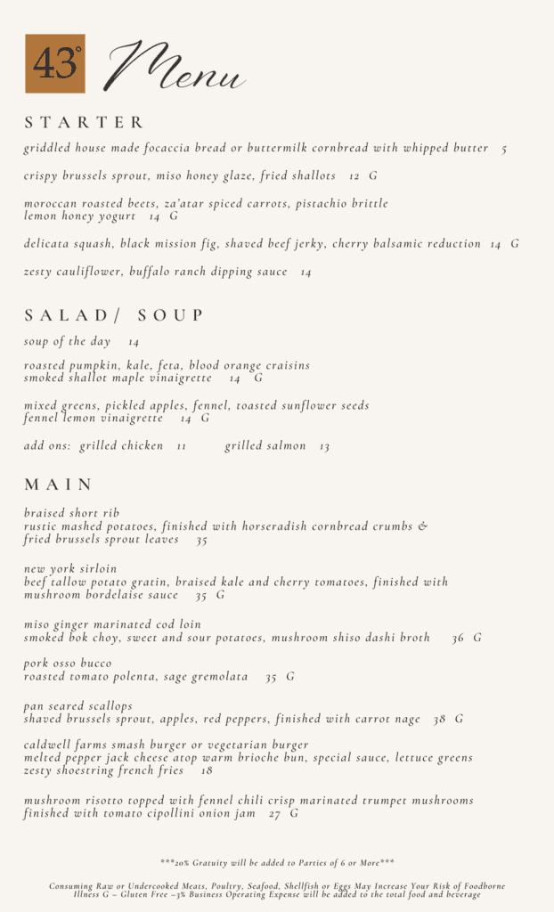 Menu - North43Bistro