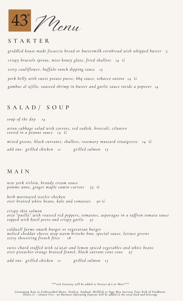 Menu - North43Bistro